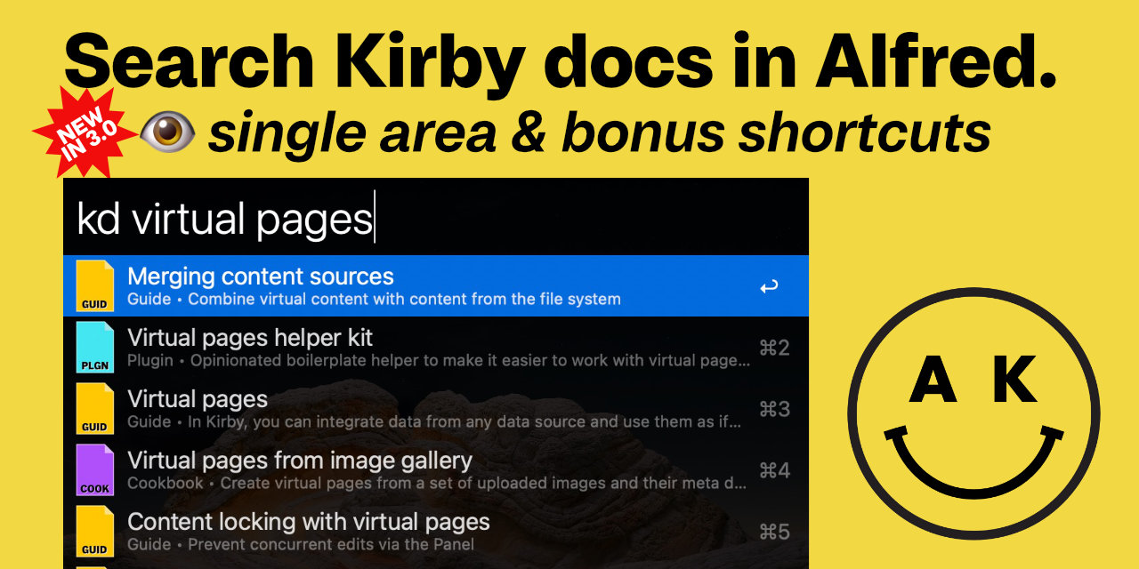 Alfred: Kirby Docs search | Kirby CMS Plugins