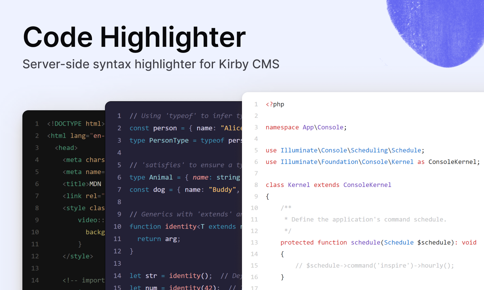 Code Highlighter | Kirby CMS Plugins