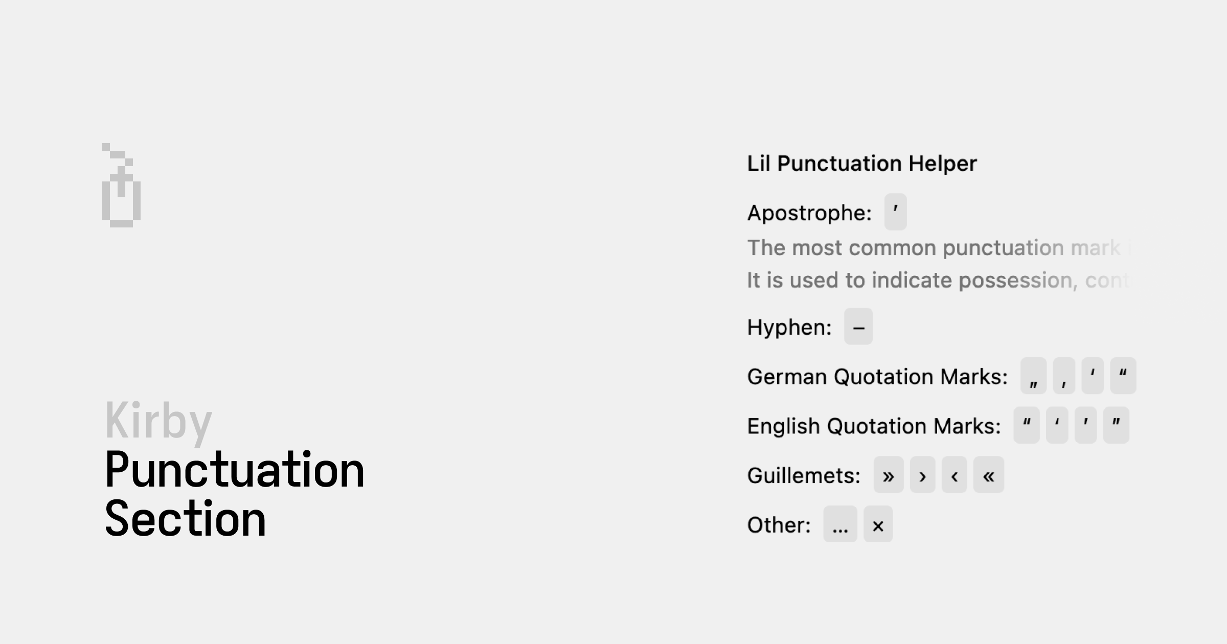 Punctuation Section | Kirby CMS Plugins