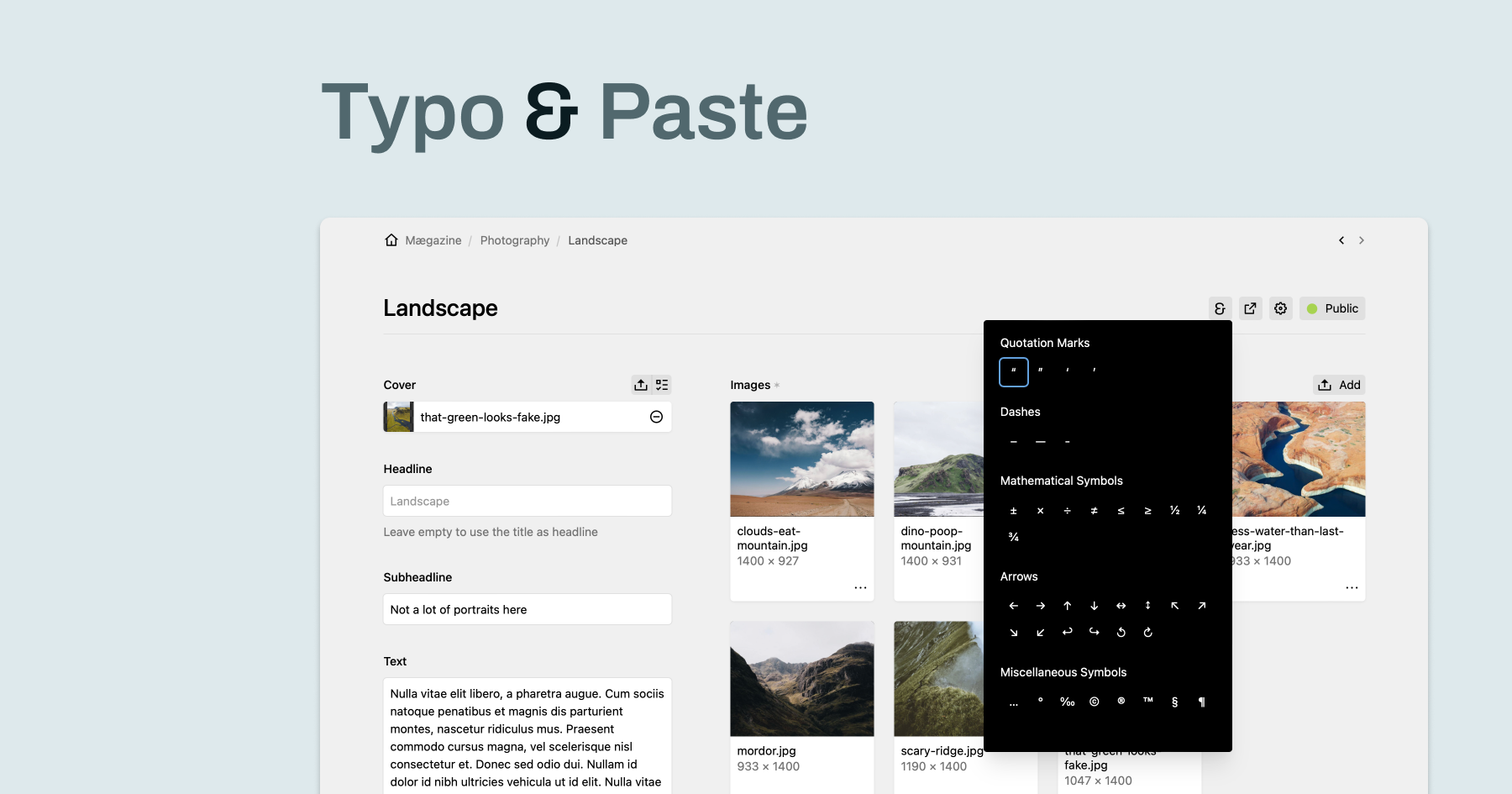 Typo & Paste | Kirby CMS Plugins