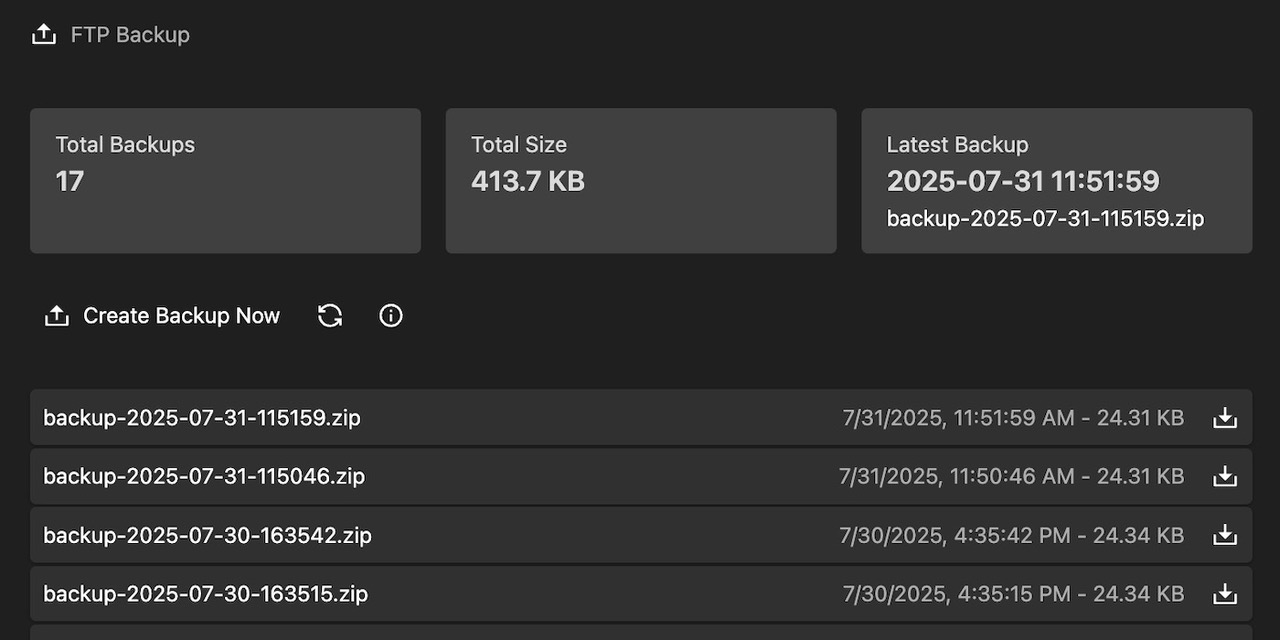 FTP Backup | Kirby CMS Plugins